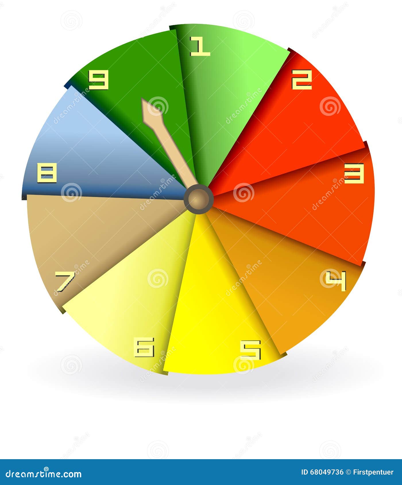 Circle from Multicolored Numbered Pieces with Clock Face Stock ...