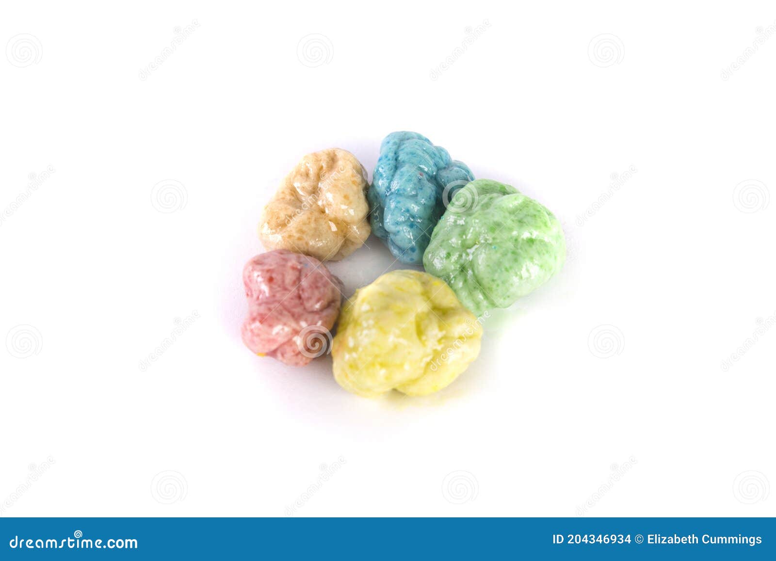 Circle of Multiple Colors of Chewed Bubble Gum Top Down View Stock ...