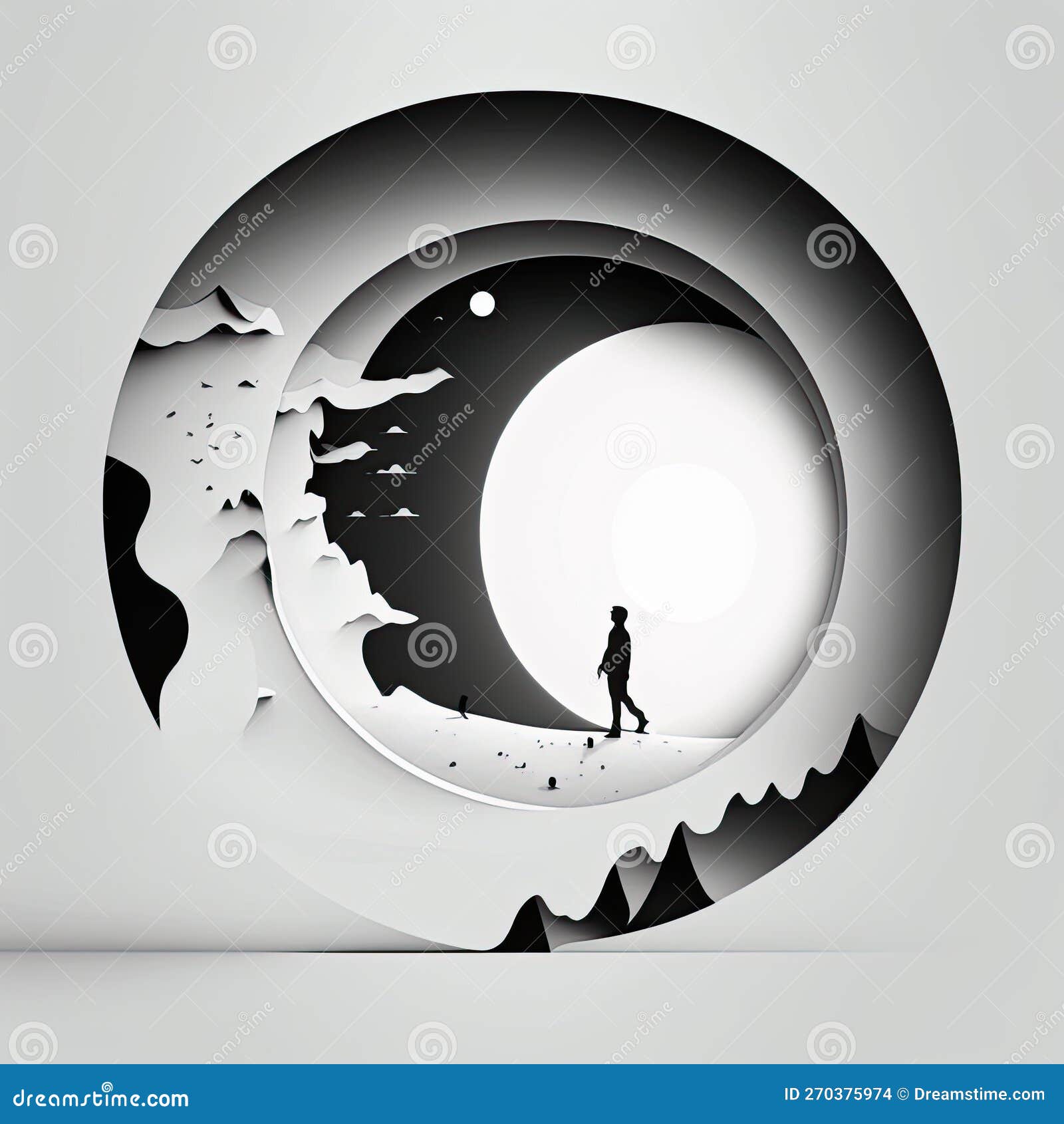 Circle of Negative Space for Copy Placement is Going Around, White ...