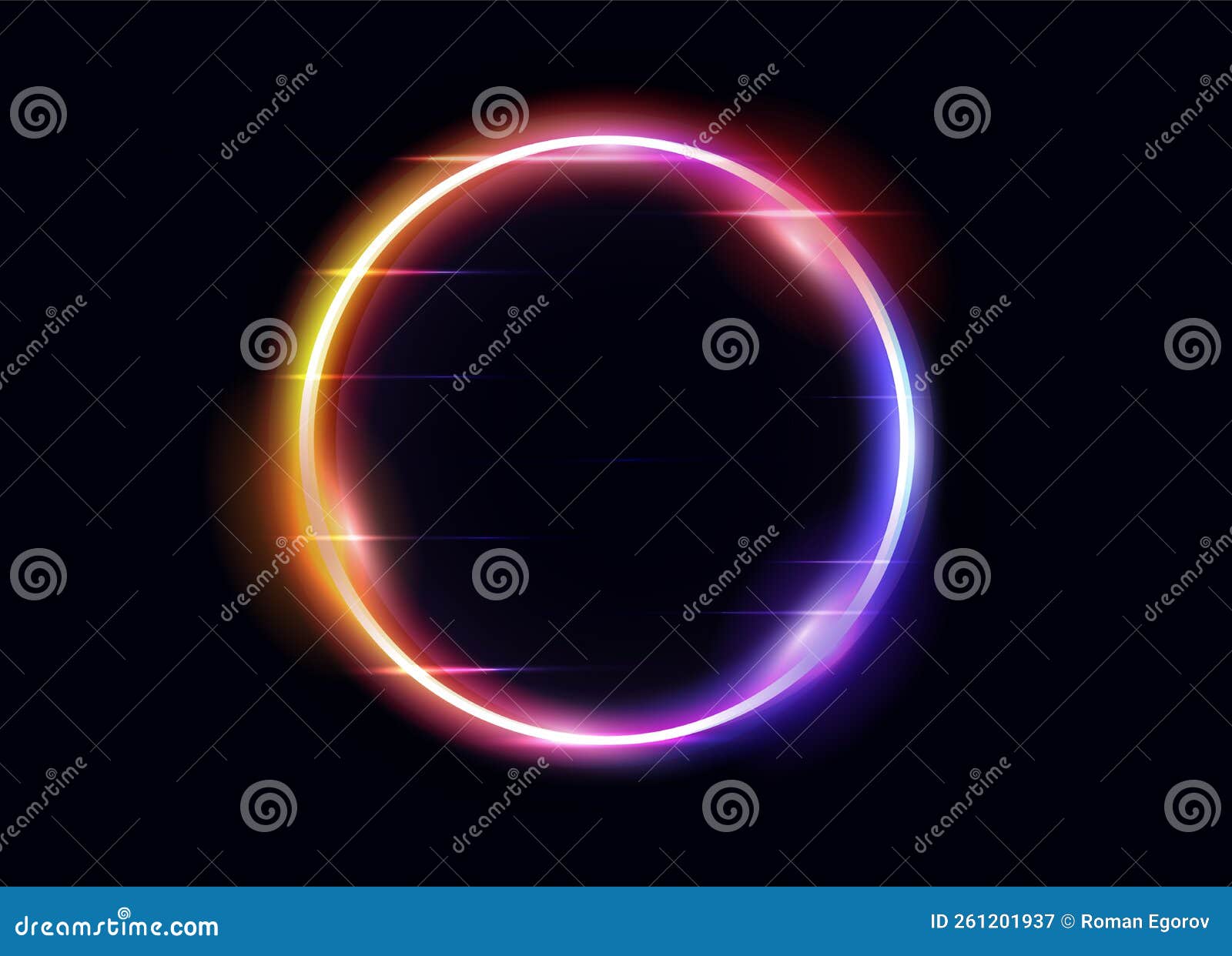 Circle Neon Glow. Light Effects. Round Purple Frame. Glare Ring Space ...