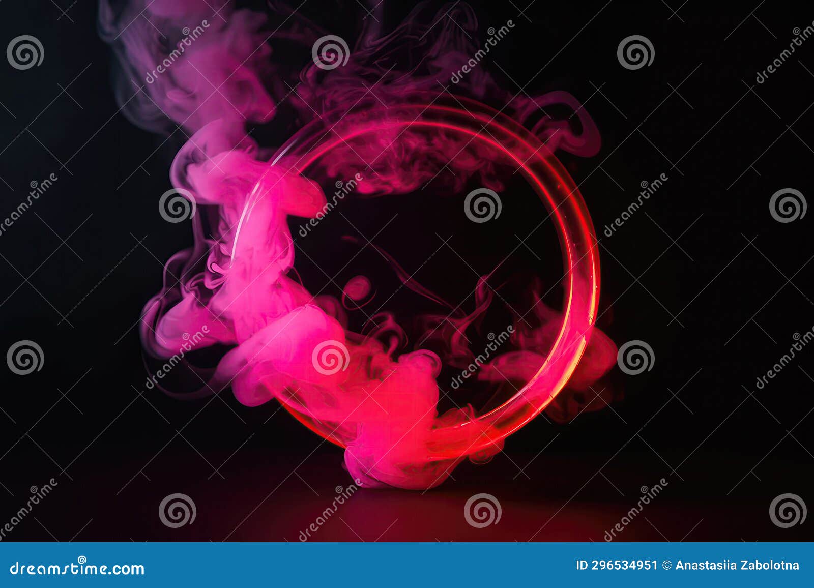 Circle of Neon Hot Pink with Smoke on Bright Background. Generative AI ...