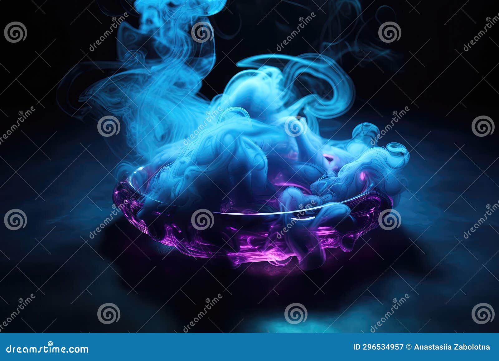 Circle of Neon Indigo with Smoke on Bright Background. Generative AI ...