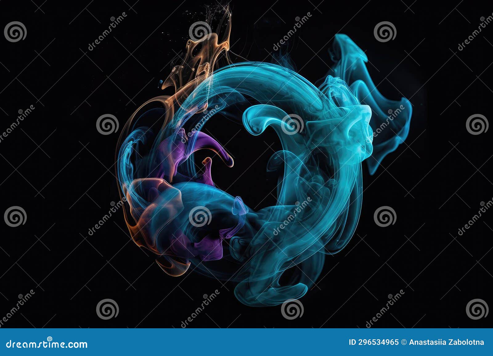 Circle of Neon Indigo with Smoke on Dark Background. Generative AI ...