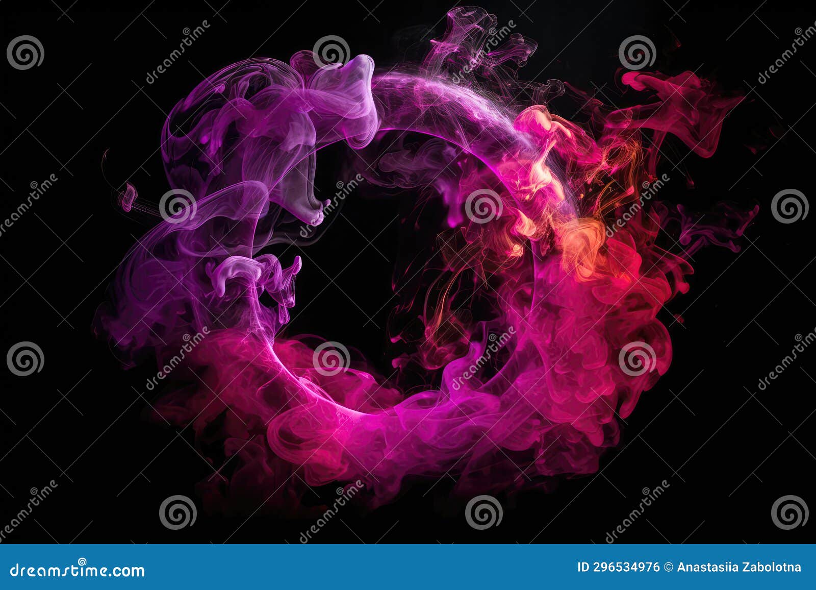 Circle of Neon Magenta with Smoke on Dark Background. Generative AI ...