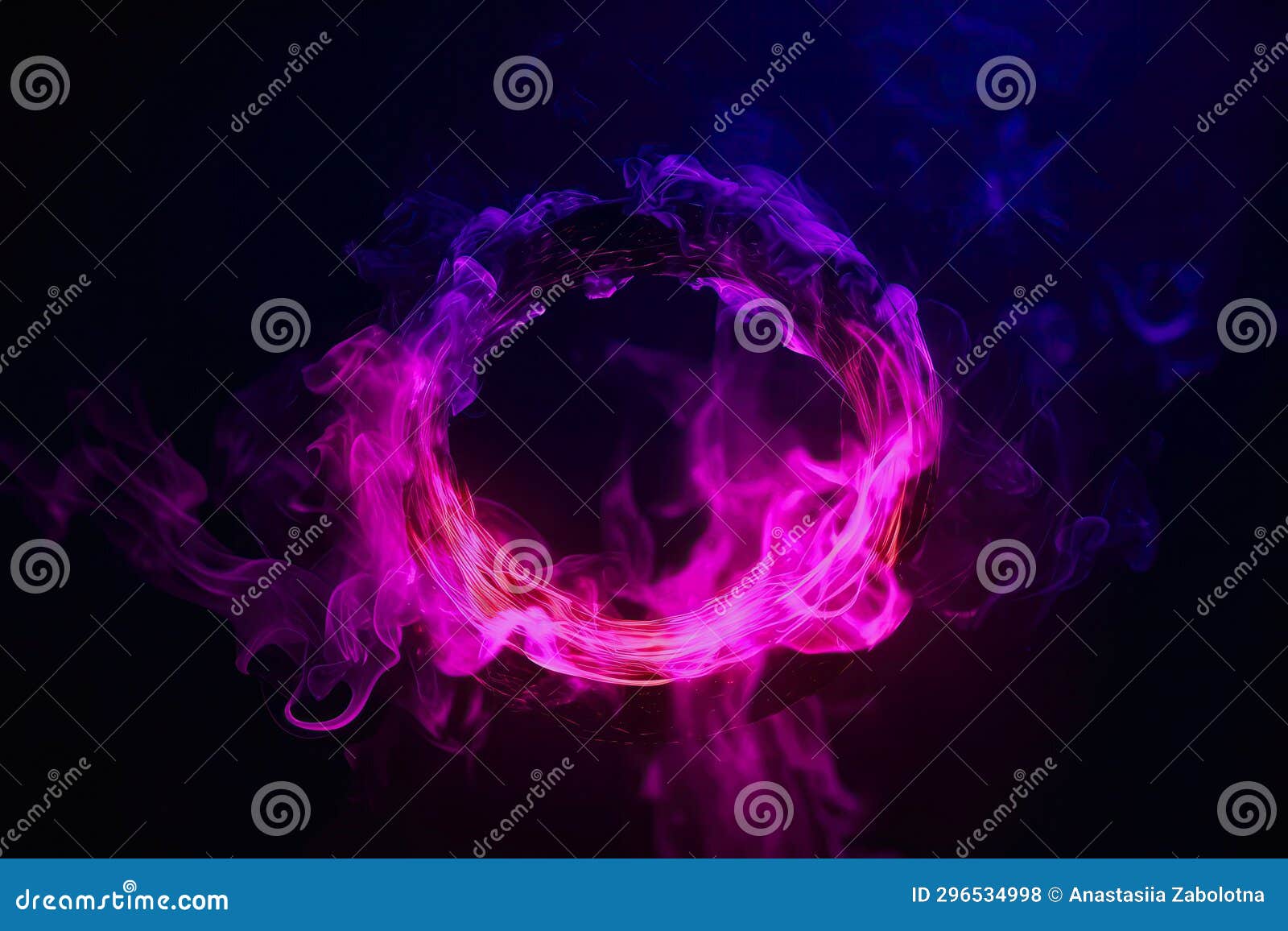 Circle of Neon Purple with Smoke on Bright Background. Generative AI ...