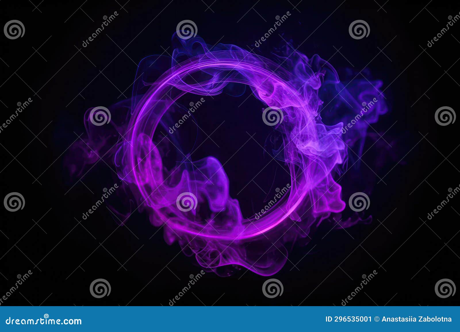 Circle of Neon Purple with Smoke on Dark Background. Generative AI ...