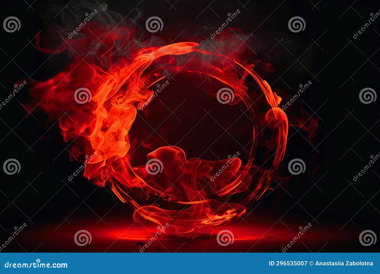Circle of Neon Red with Smoke on Bright Background. Generative AI Stock ...