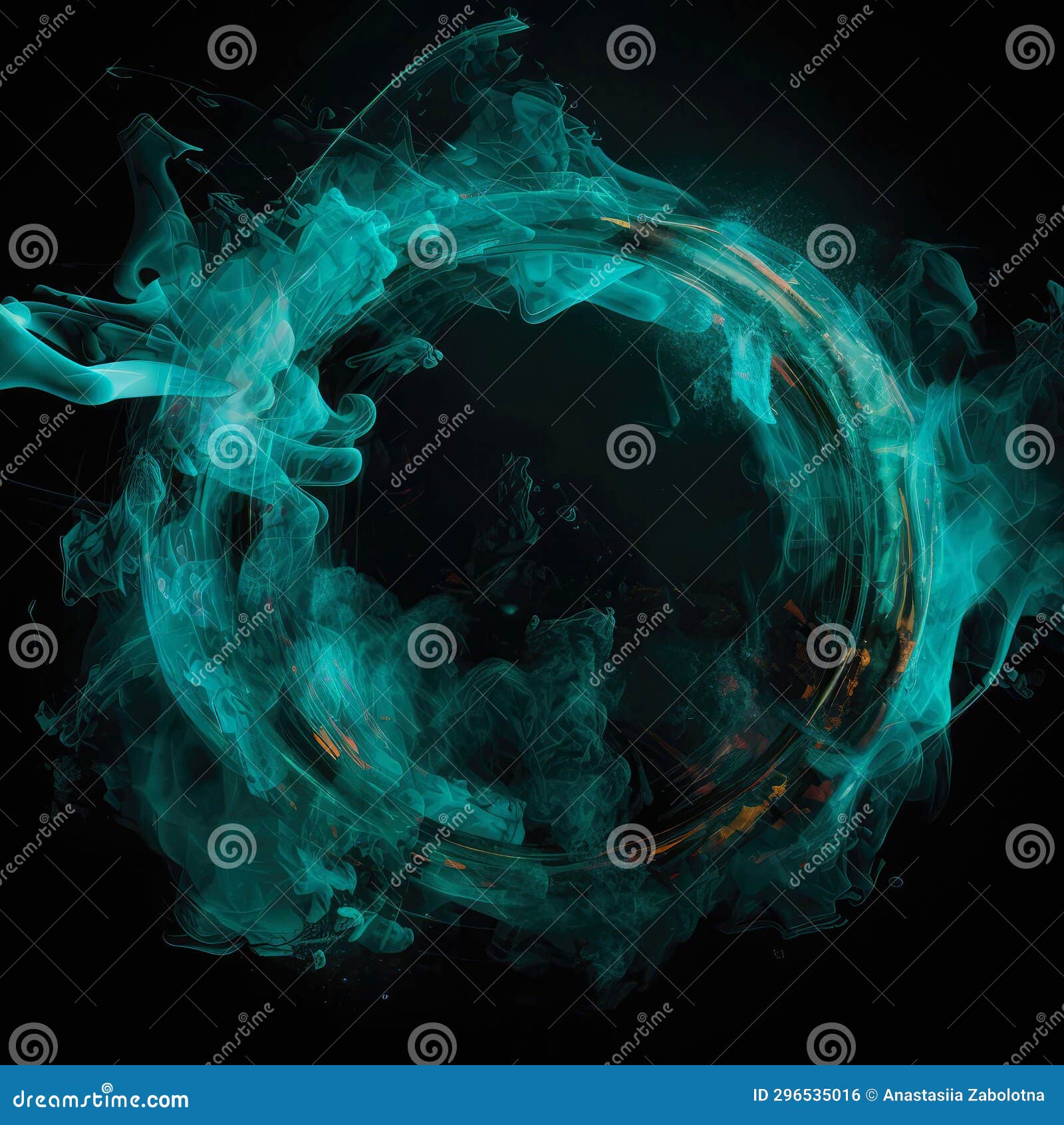 Circle of Neon Teal with Smoke on Bright Background. Generative AI ...