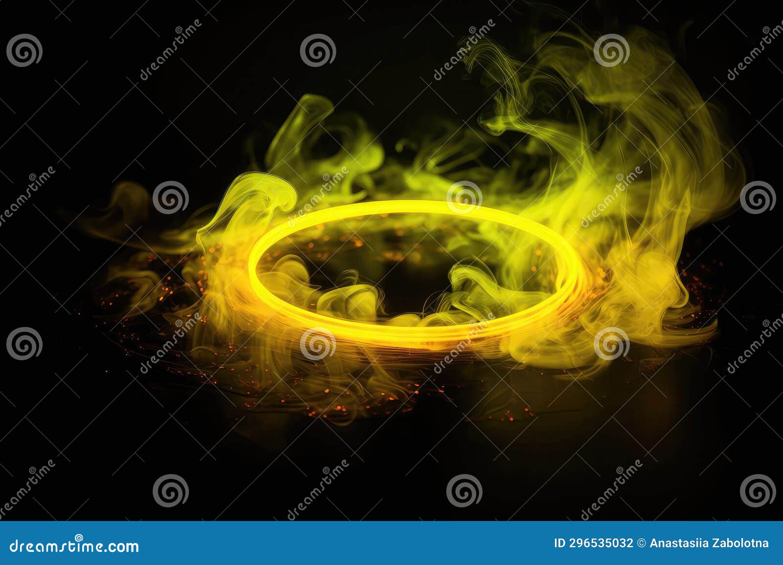 Circle of Neon Yellow with Smoke on Bright Background. Generative AI ...