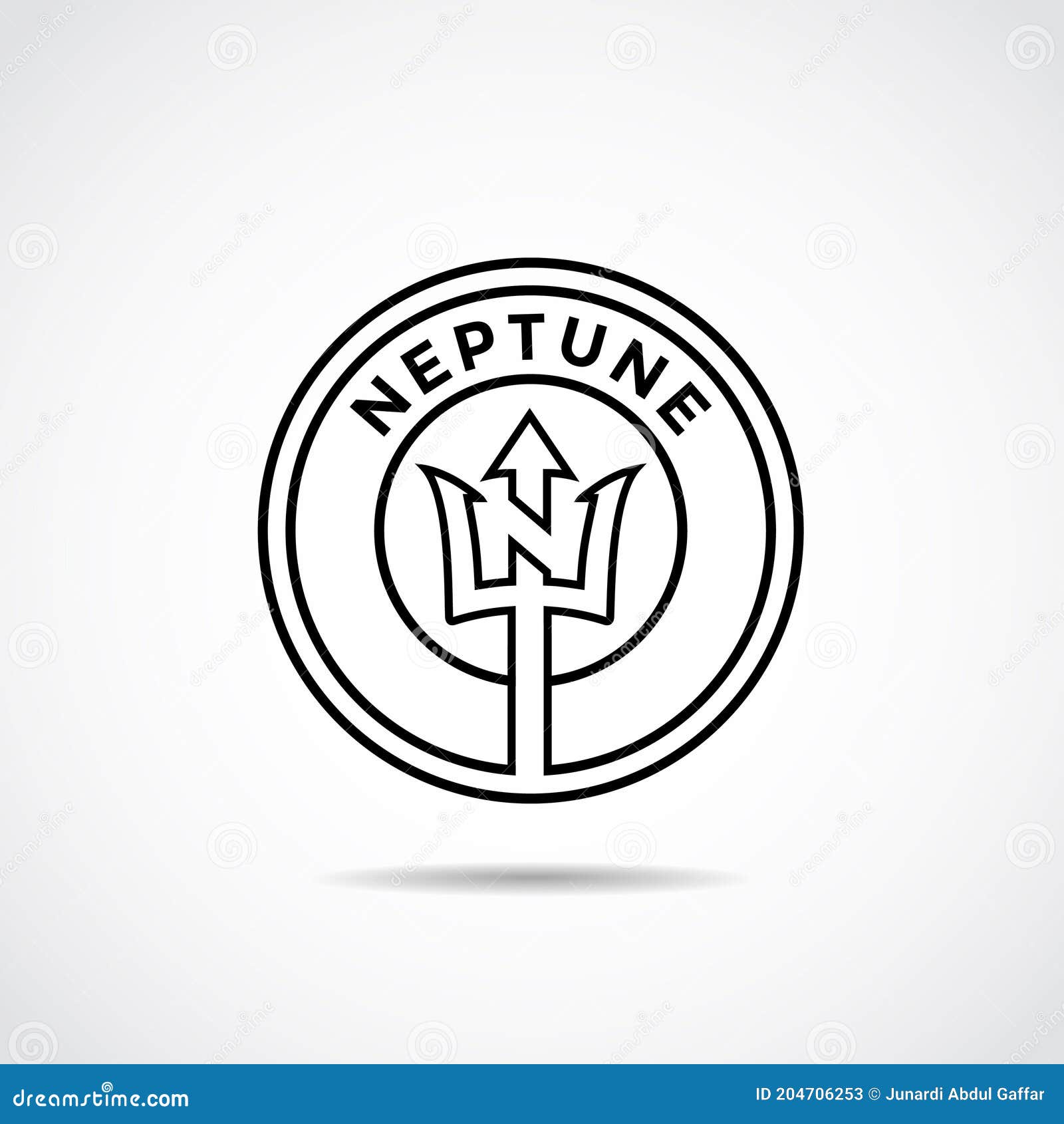 Circle Neptune Logo Template. Letter N Concept on the Trident. Vector ...
