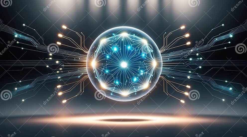 Circle Neural Network with with Radiance Inside in Black Background ...