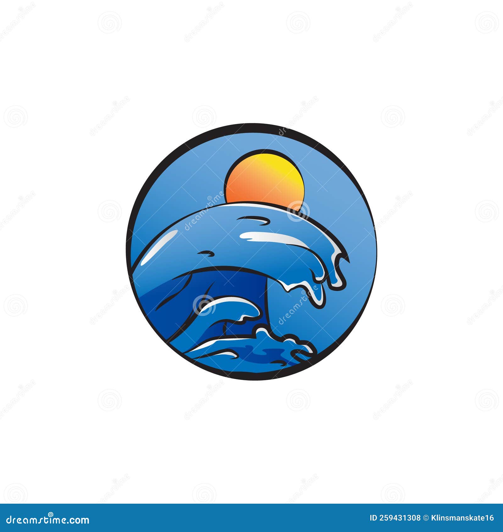 Circle Ocean Wave Emblem Vector Design Stock Vector - Illustration of ...