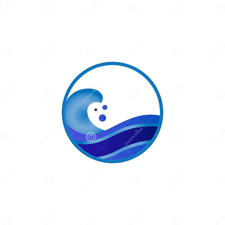 Circle Ocean Wave Logo Template Isolated Stock Vector - Illustration of ...