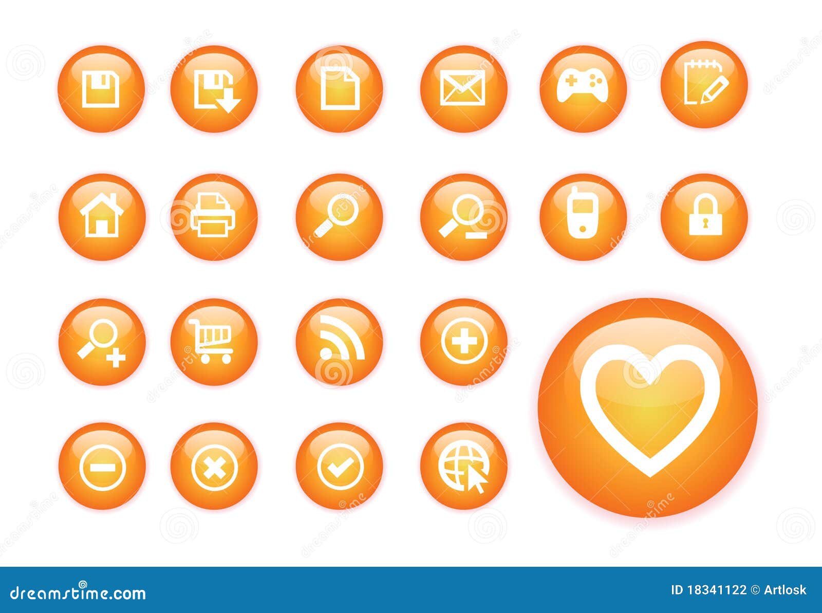 Circle orange icons stock vector. Illustration of lock - 18341122