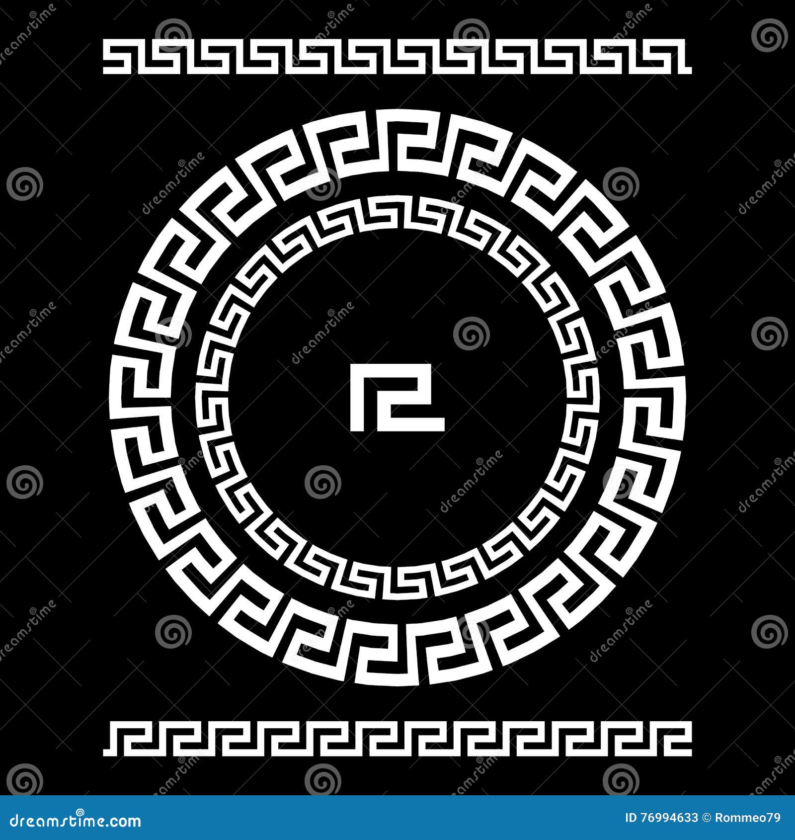 Circle Ornament Meander. Round Frame, Rosette of Ancient Elements ...