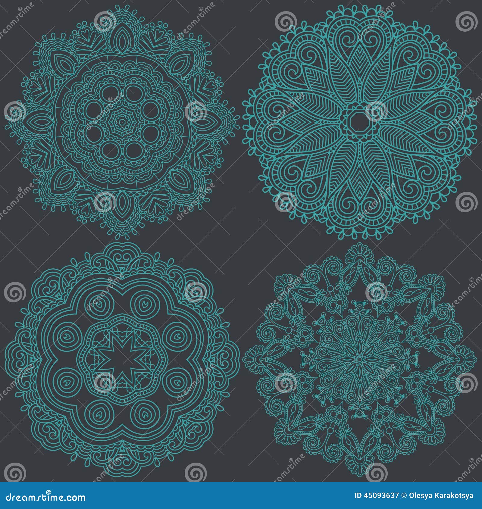 Circle Ornament, Ornamental Round Lace Collection Stock Vector ...