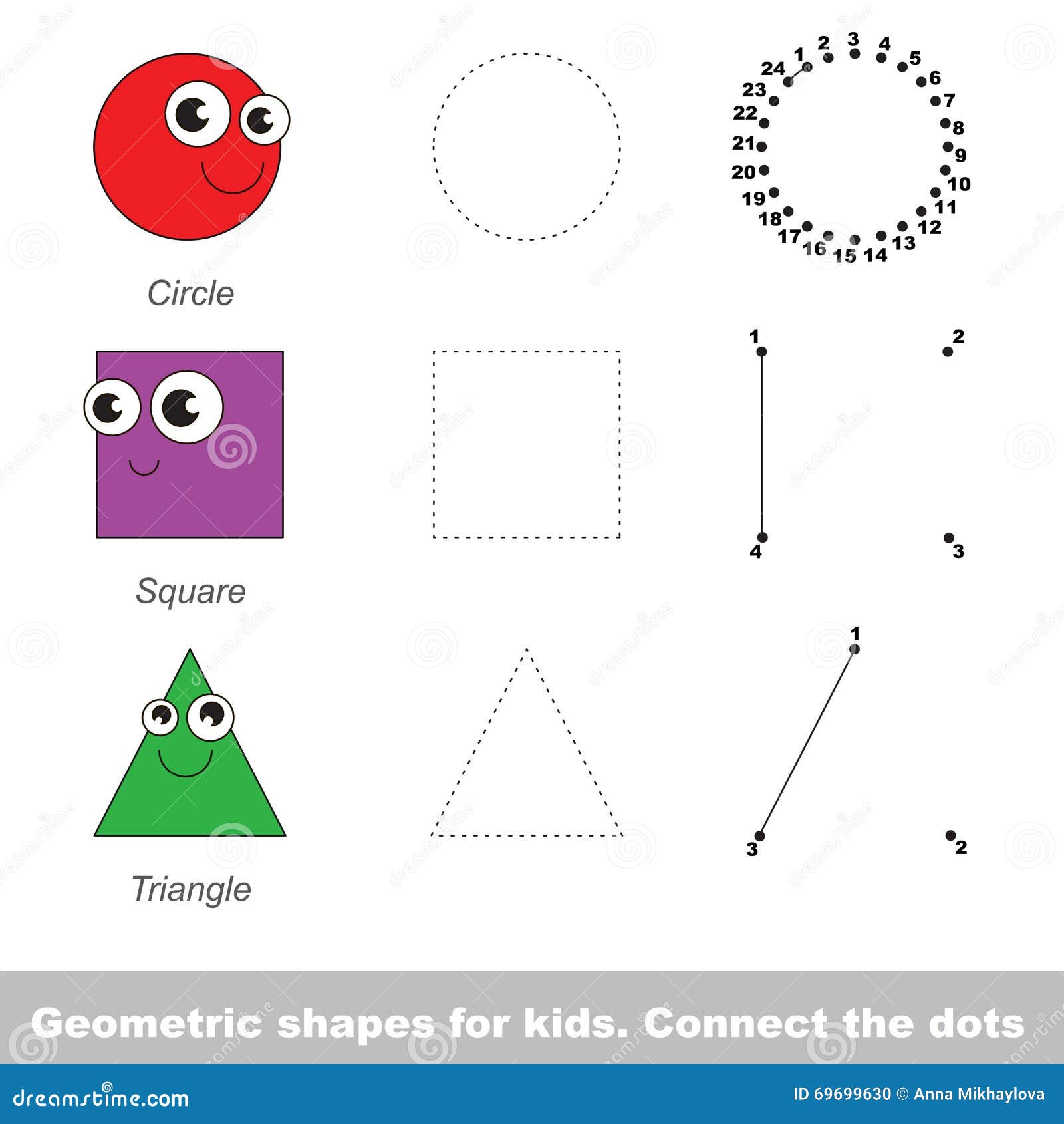Circle and Other Shapes. Vector Numbers Game. Stock Vector ...