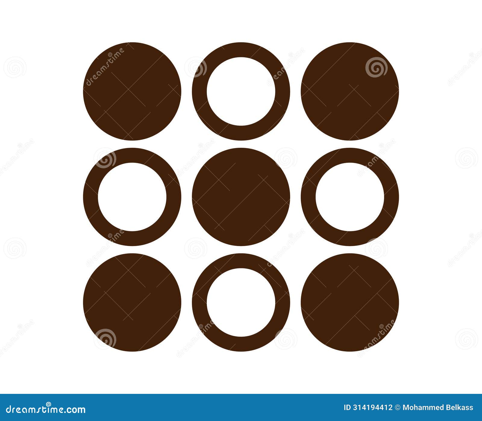 Circle Outline and Circle Shape Collection Brown Symbol Element Vector ...