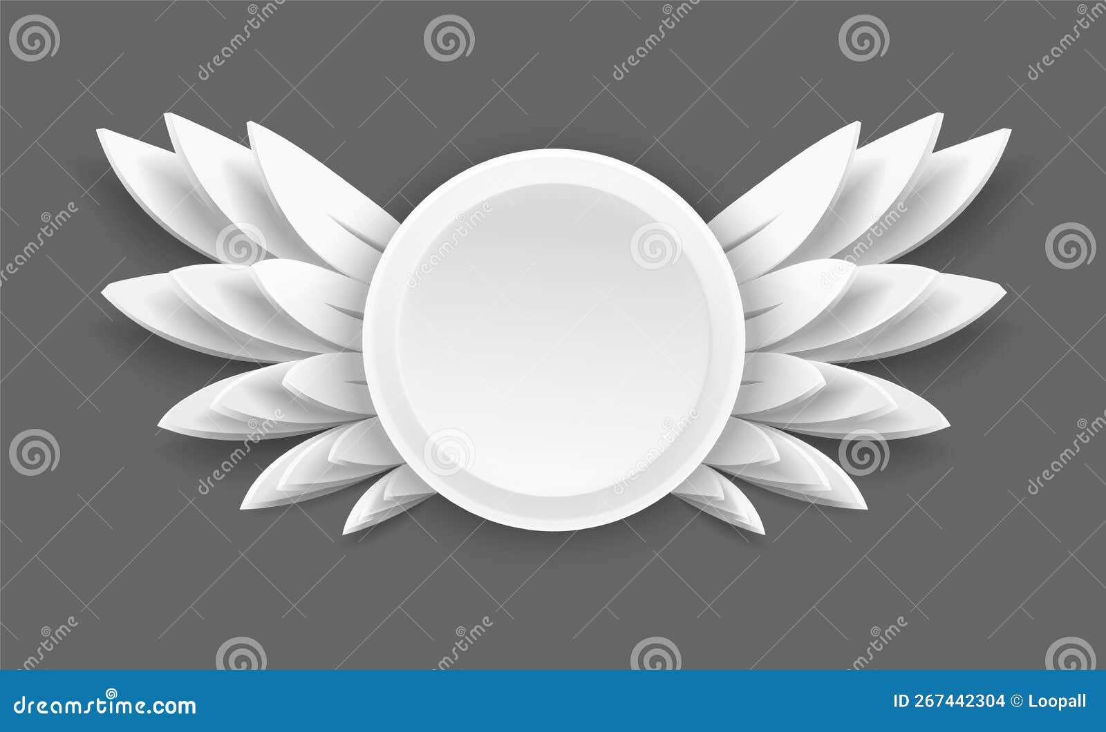 Circle with Pair of Wings. Stylish Sculpted Emblem. Vector Stock Vector ...
