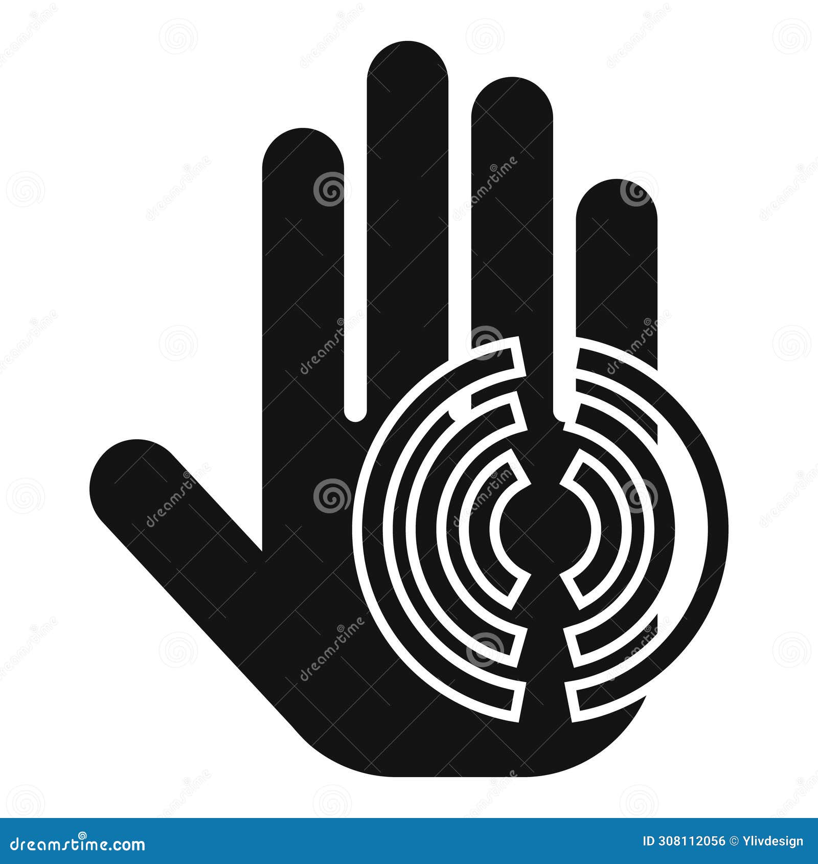 Circle Palm Scanning Icon Simple Vector. Print Data Id Stock ...