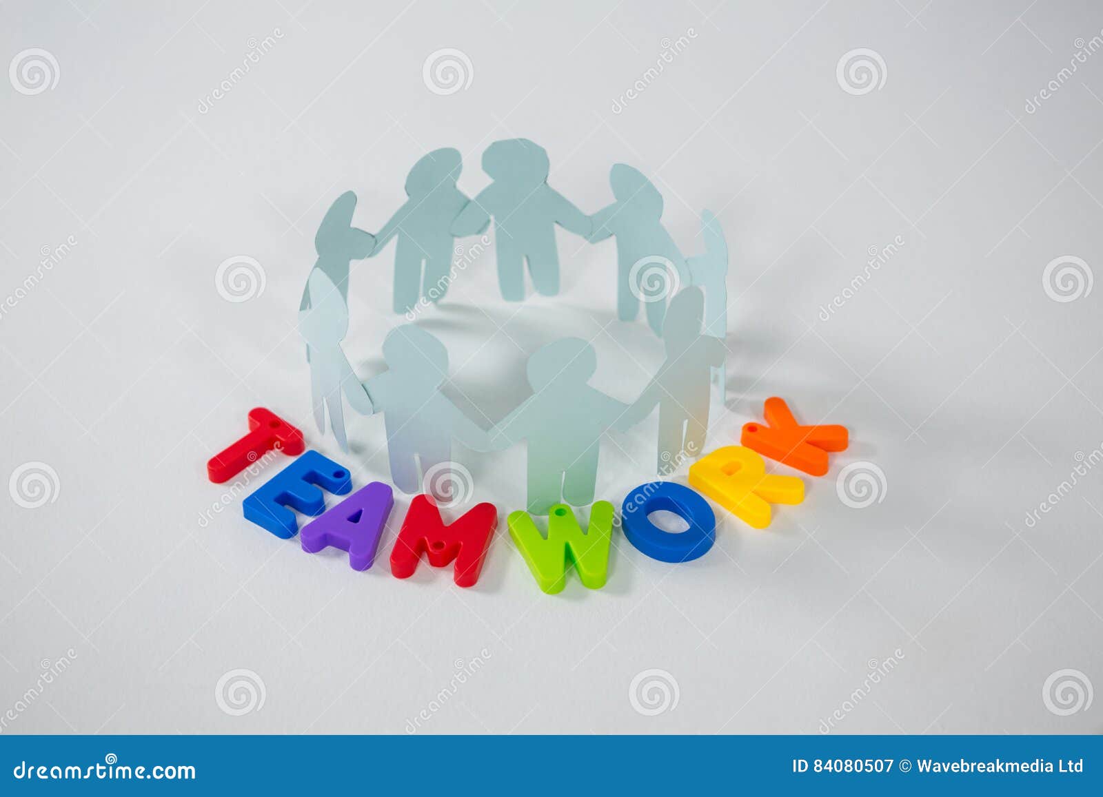 Circle of Paper Cut-out Figures with Teamwork Word Stock Image - Image ...