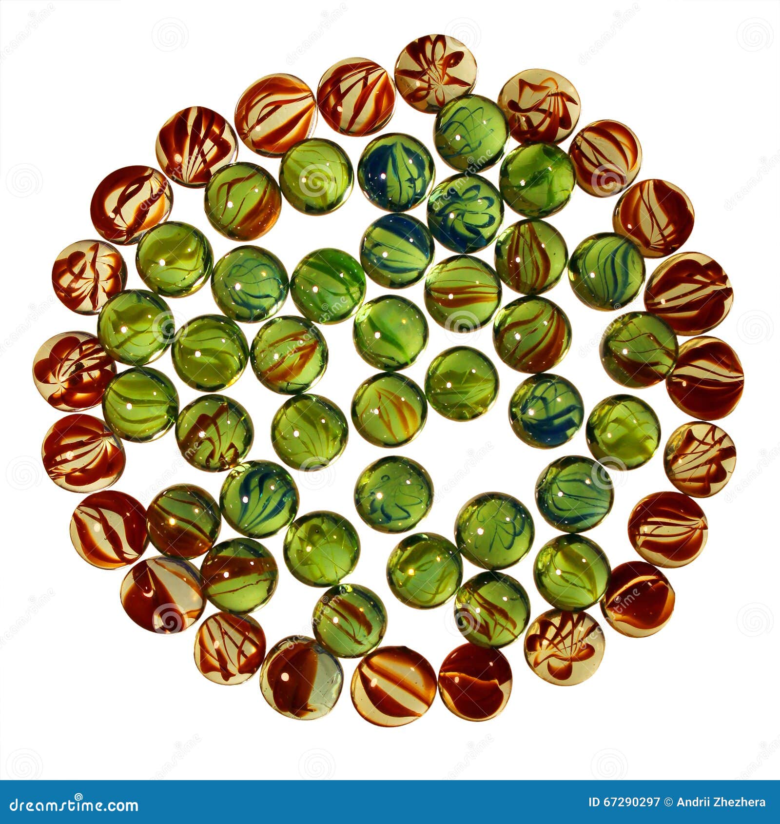 Circle Pattern of Colorful Transparent Glass Marbles Isolated on Stock ...
