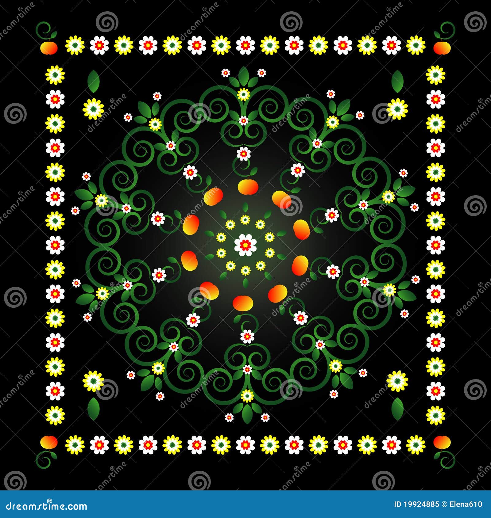 Circle pattern with flower stock vector. Illustration of repeating ...
