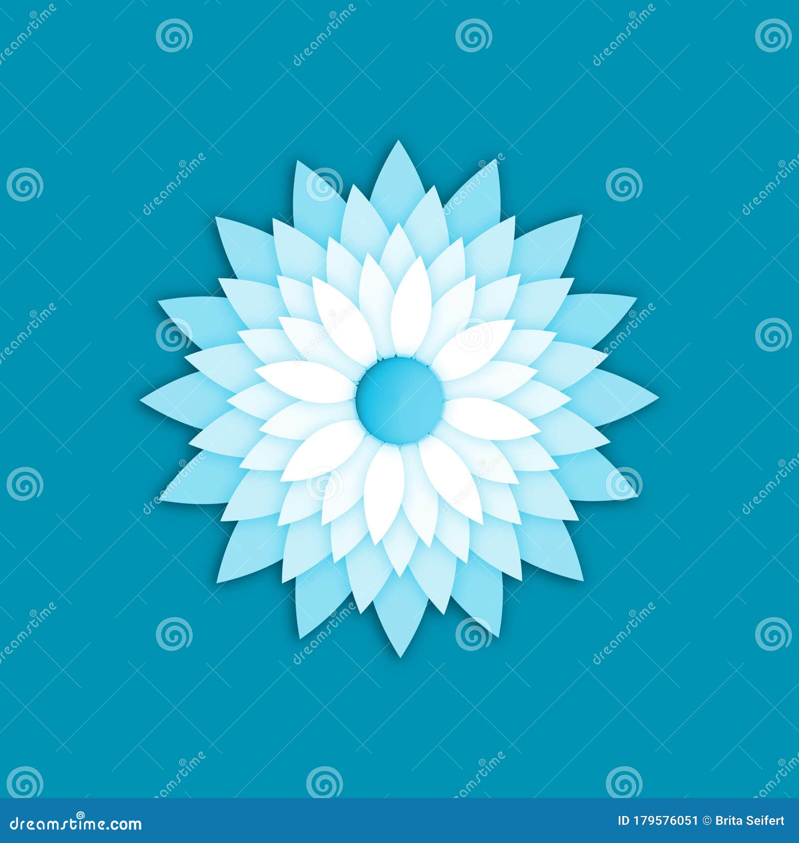 Circle Pattern Petal Flower on a Cyan Blue Background Stock ...