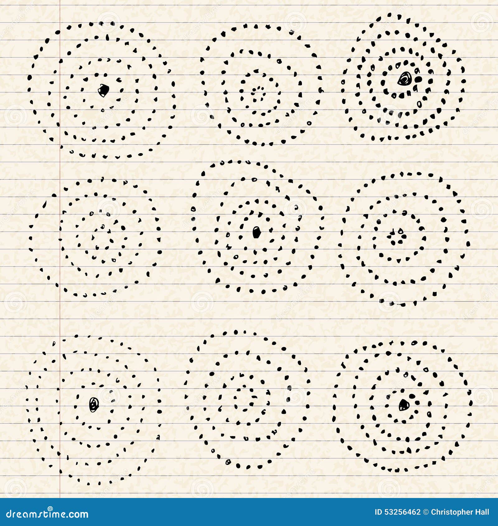 Circle Pattern on a Sheet of Lined Paper Stock Vector - Illustration of ...