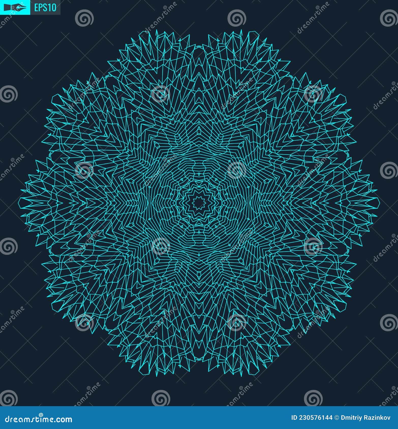Circle Pattern Technology. Blue Abstract Geometric Shape Tech Pattern ...
