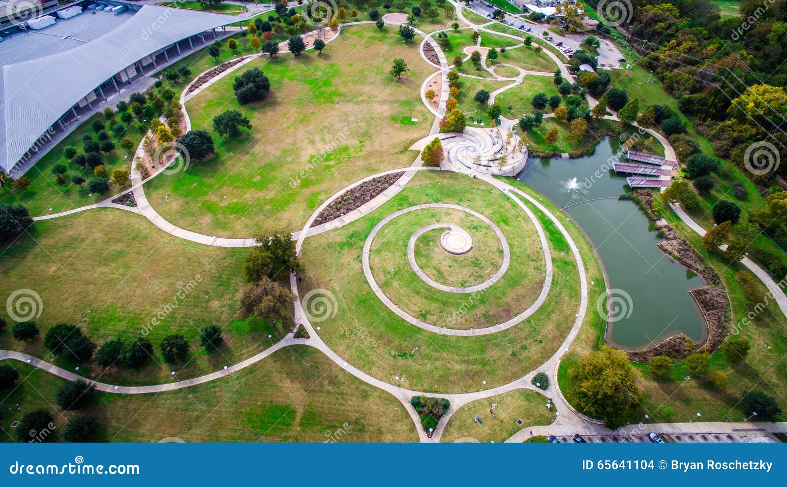 Circle Patterns Aerial View Austin Looking Down at Butler Park Stock ...