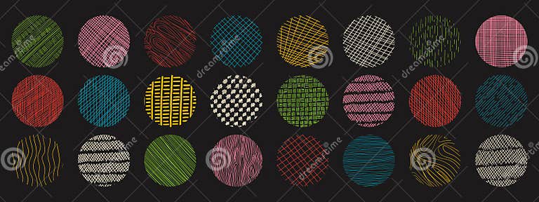 Circle Patterns with Hand Drawn Linear Hatching and Crosshatching ...