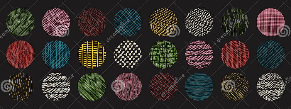 Circle Patterns with Hand Drawn Linear Hatching and Crosshatching ...
