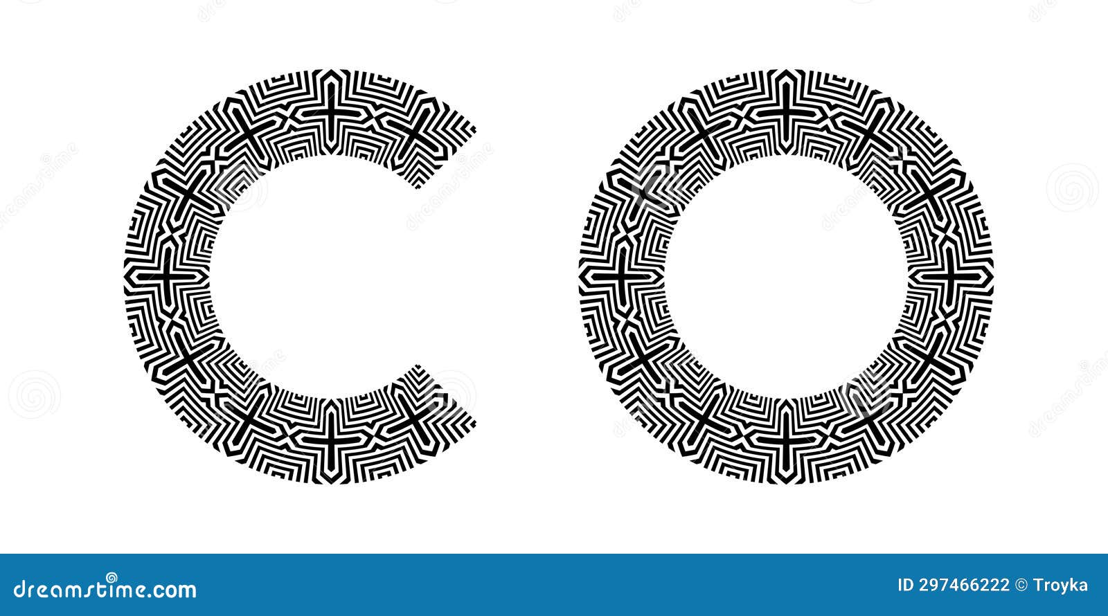 Circle Patterns on Letters C and O. Elements for Design Stock Vector ...