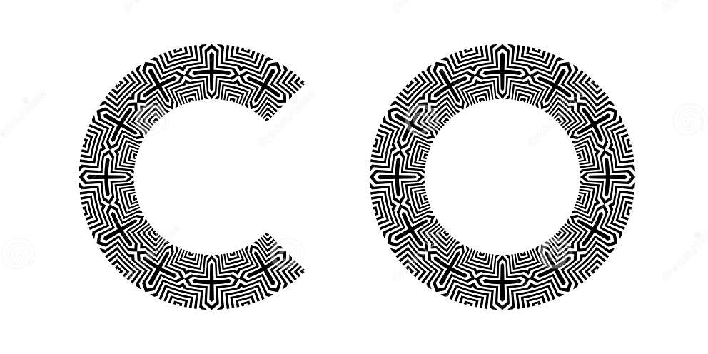 Circle Patterns on Letters C and O. Elements for Design Stock ...