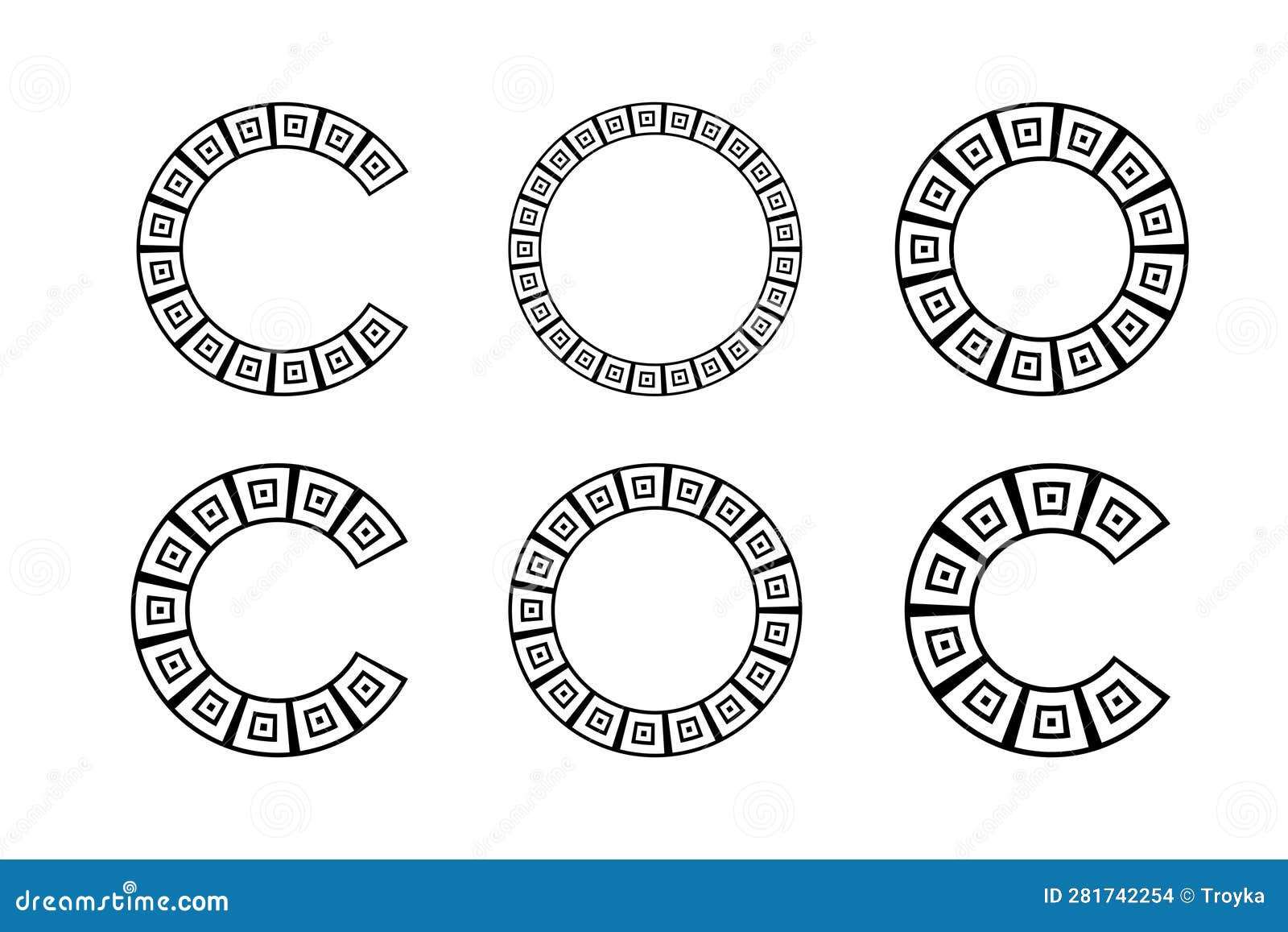 Circle Patterns on Letters C and O for Monogram Logo. Elements for ...