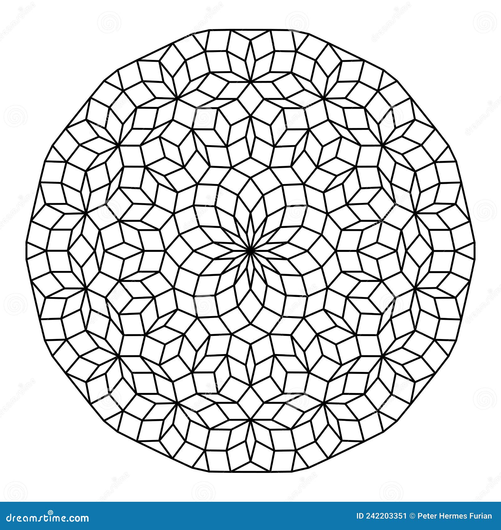 Circle with Penrose Pattern, Penrose Tiling with Rhombi Stock Vector ...