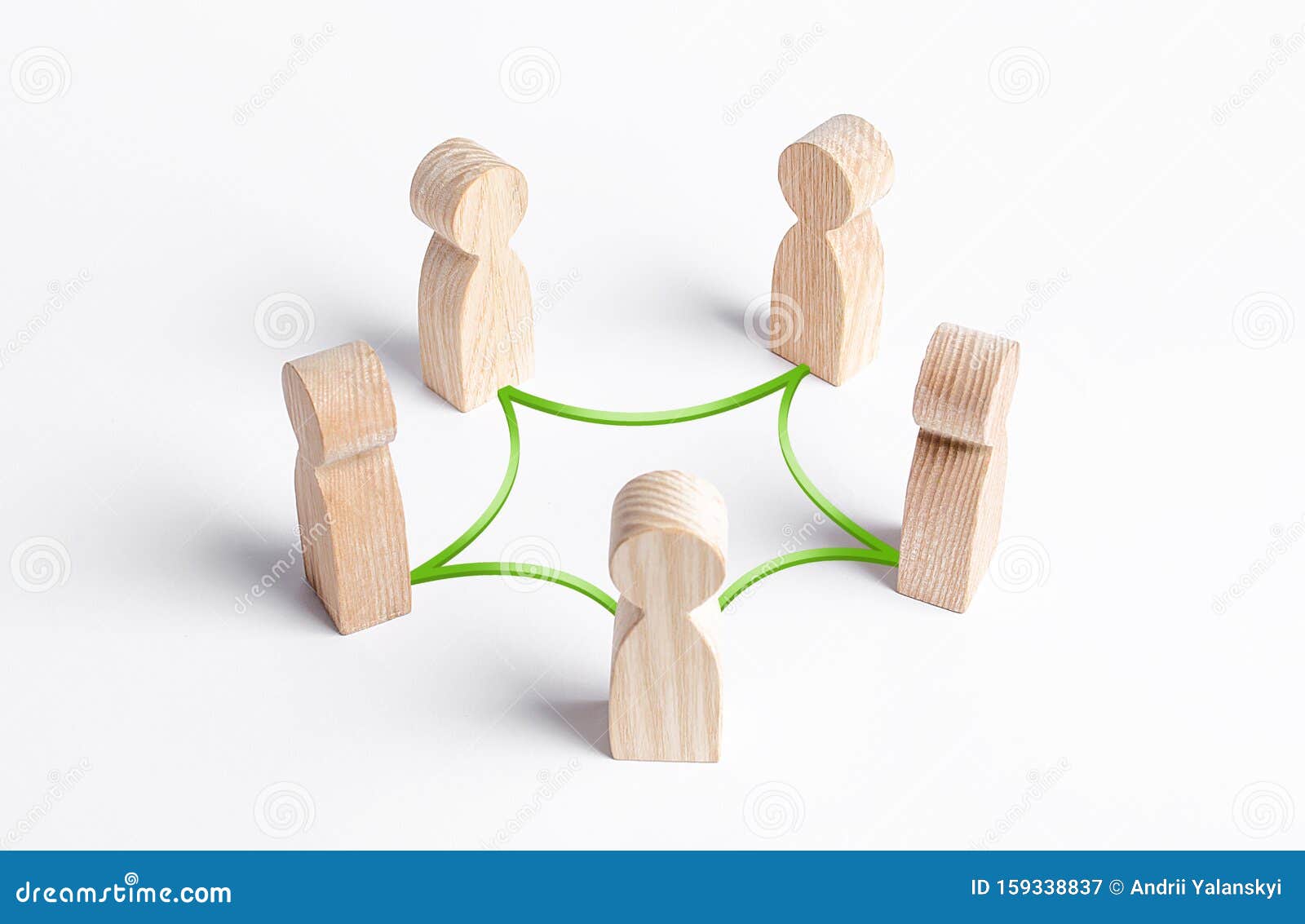 Circle of People Interconnected by Curves Lines. Cooperation, Teamwork ...