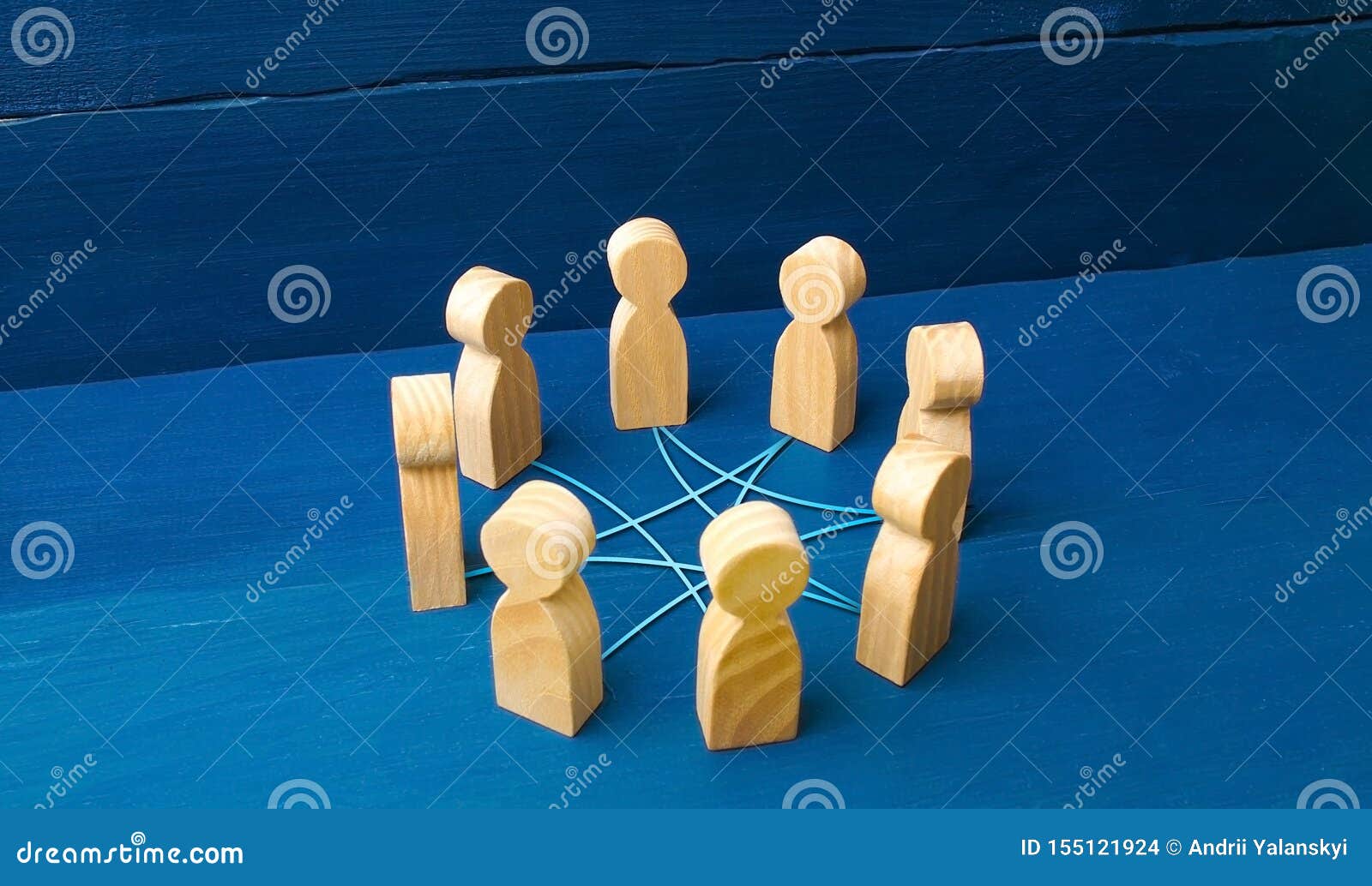 Circle of People Interconnected by Curves Lines. Cooperation, Teamwork ...