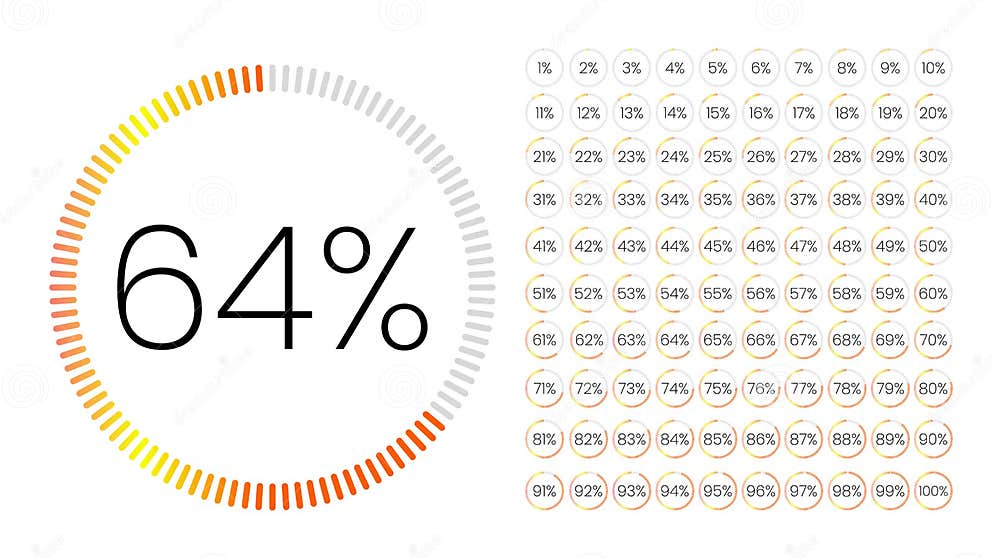 Set of Gradient Circle Percentage Meters from 0 To 100 for Infographic ...