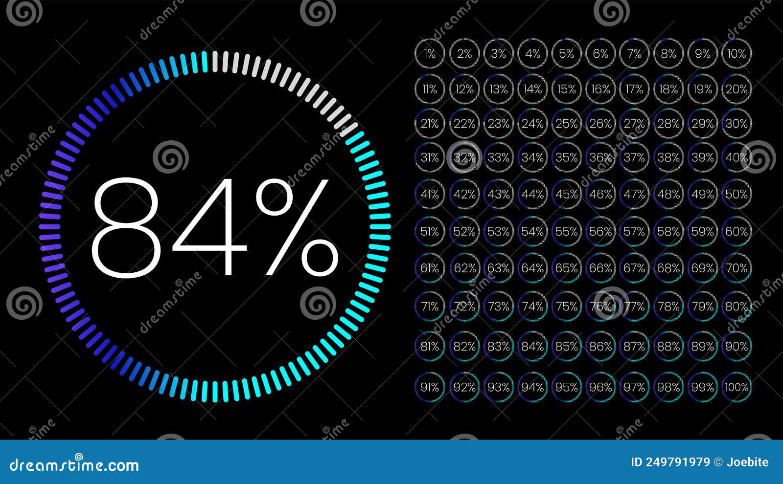 The Illustration of 84 Percent 84 is a Vector in a Circle with a Purple ...