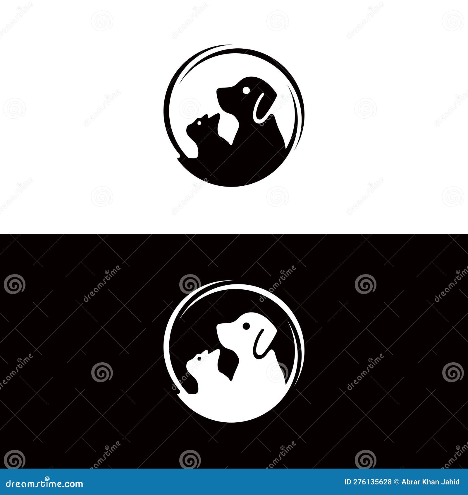 Circle Pet Cat and Dog Animal Logo Design Stock Vector - Illustration ...