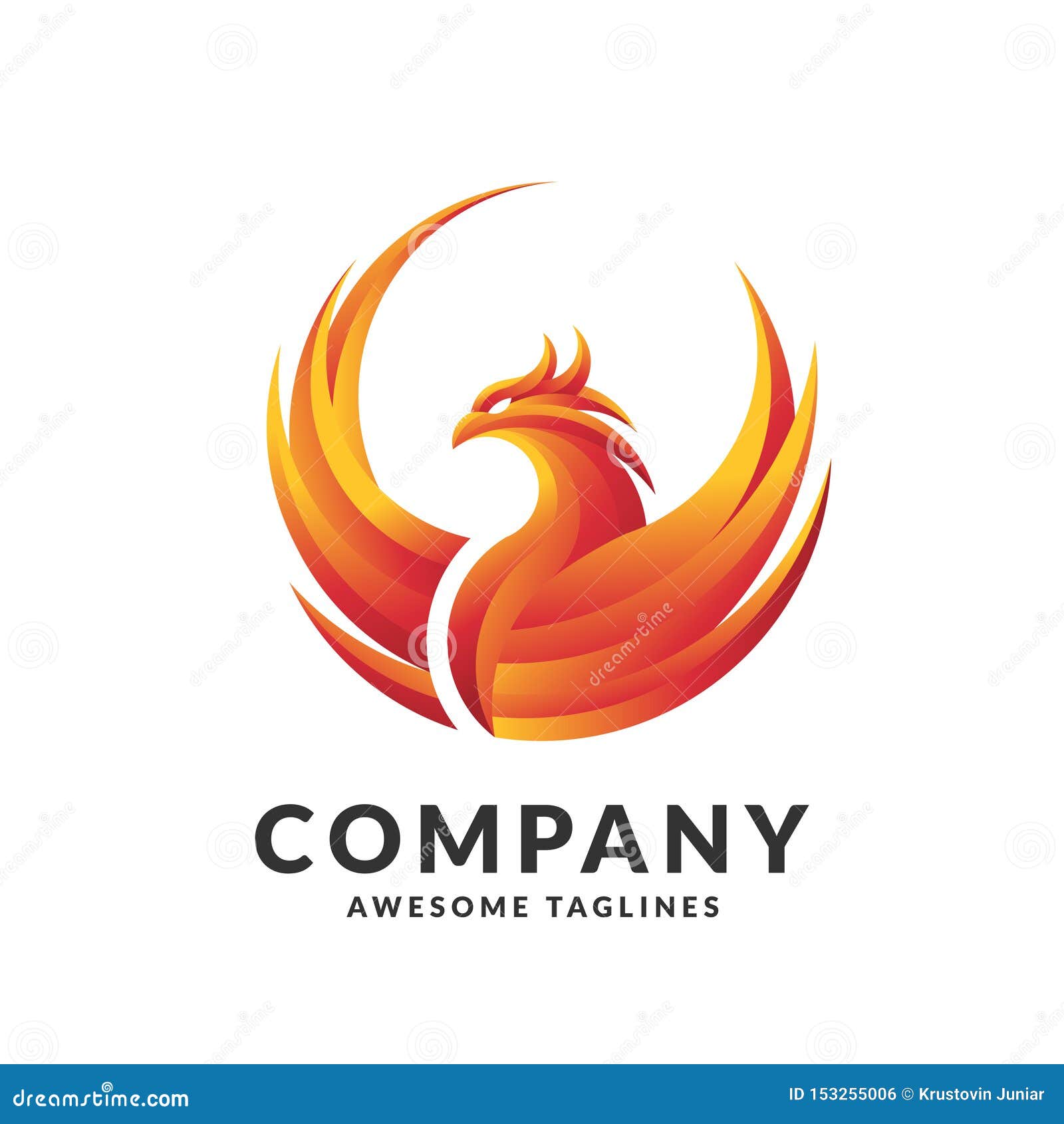 Circle phoenix bird logo stock vector. Illustration of emblem - 153255006