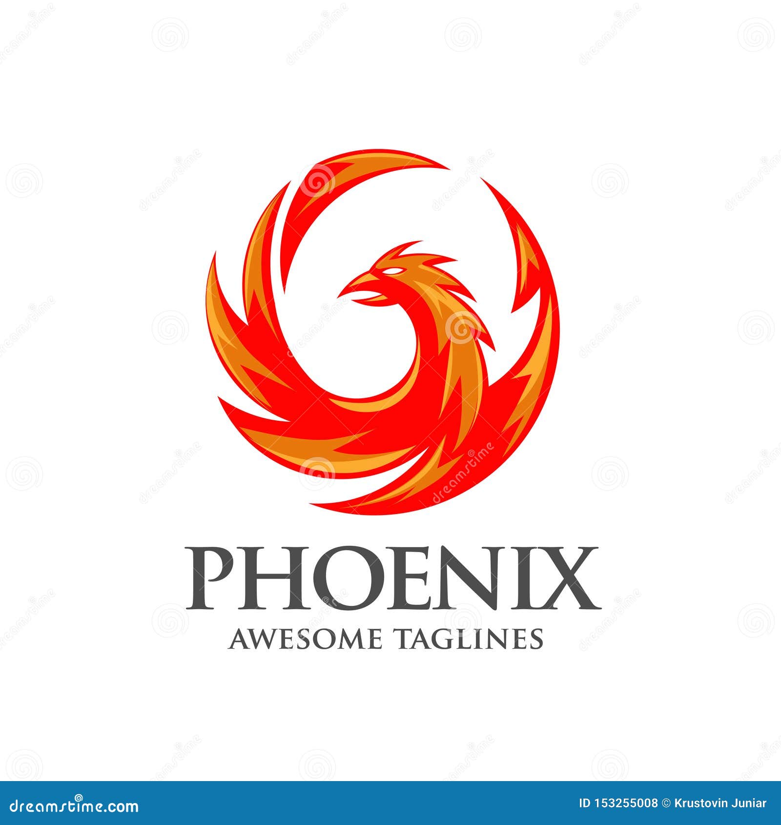 Circle phoenix bird logo stock vector. Illustration of fire - 153255008
