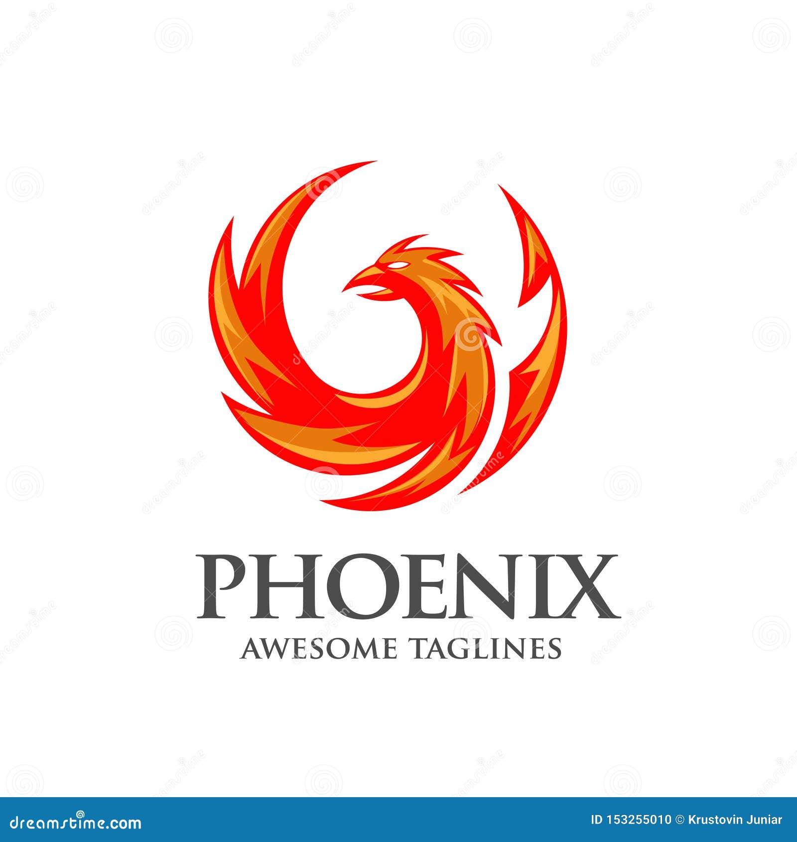 Circle phoenix bird logo stock vector. Illustration of flag - 153255010