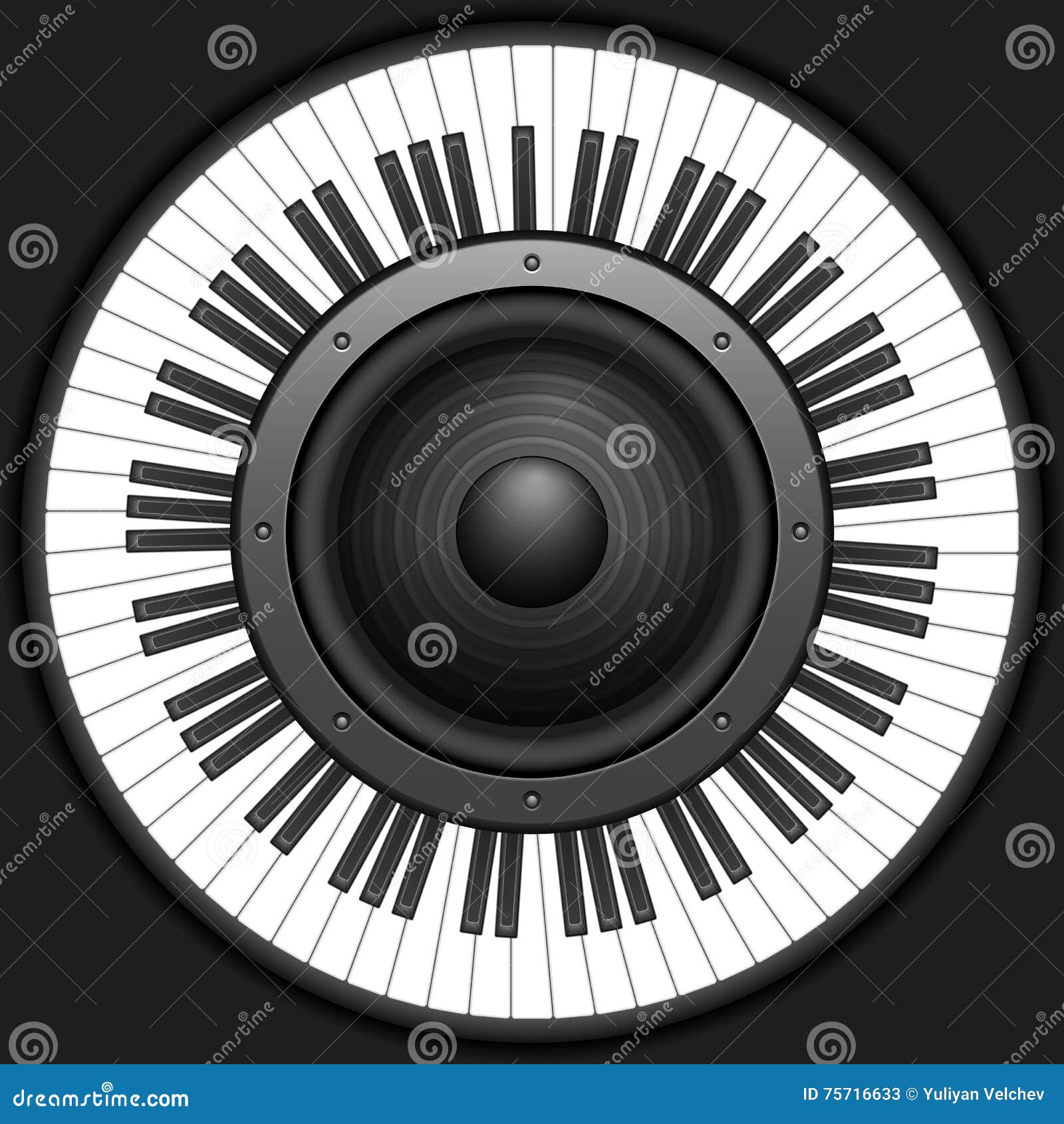 Circle Piano Keyboard. Jazz Music Poster. Creative Line Shapes Set ...