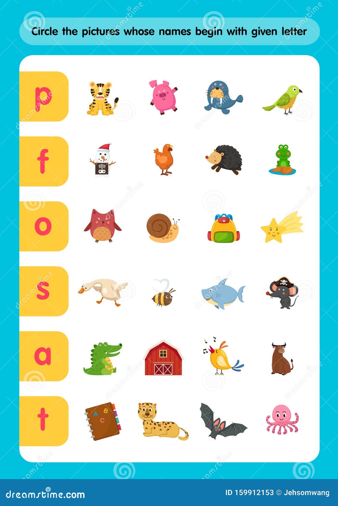 Circle the Pictures Whose Names Begin with Given Letter Stock Vector ... Circle the Pictures Whose Names Begin with Given Letter Stock Vector ...