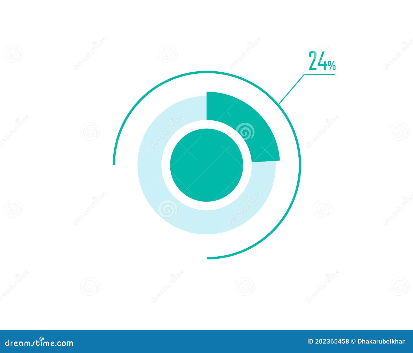 Circle Pie Chart Showing 24 Percentage Diagram Infographic, UI, Web ...