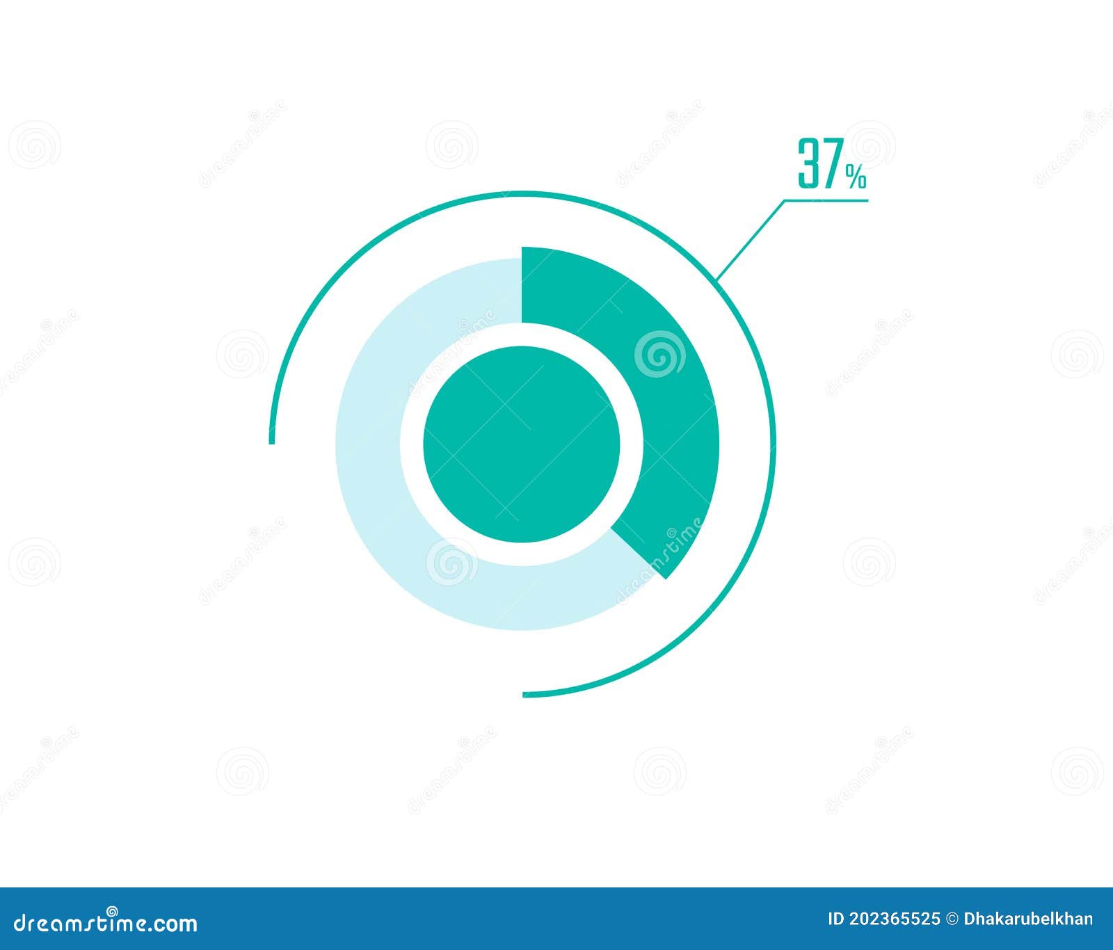 Circle Pie Chart Showing 37 Percentage Diagram Infographic, UI, Web ...