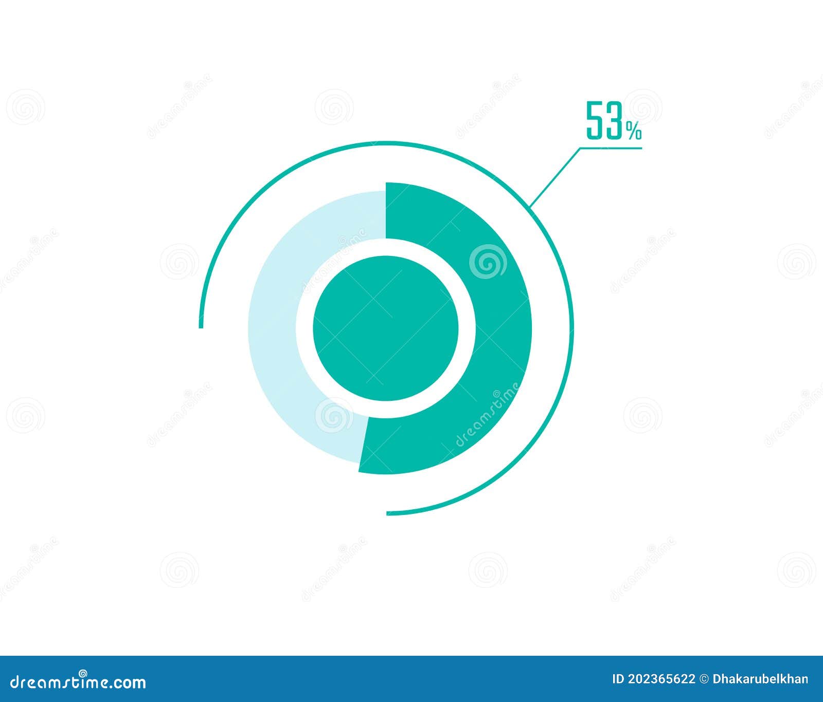 Circle Pie Chart Showing 53 Percentage Diagram Infographic, UI, Web ...